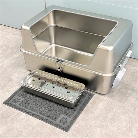 Stainless Steel Cat Litter Box Large Metal Litter Box High Side Litter