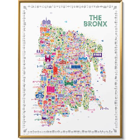 Iconic The Bronx Poster Nyc Borough Map Wall Art For Home Décor