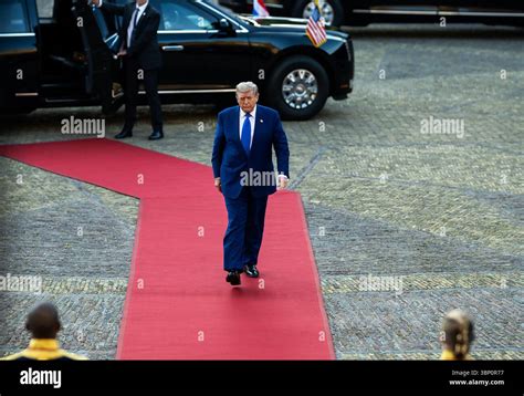 President Donald Trump Arrives To The Huis Ten Bosch Palace Before