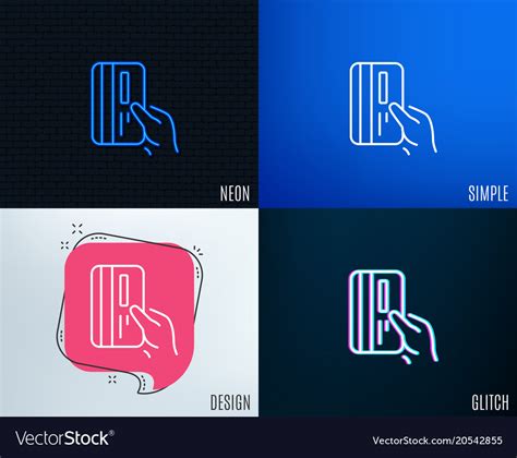 Credit Card Line Icon Hold Payment Royalty Free Vector Image