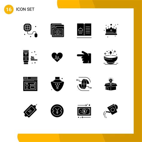 16 Thematic Vector Solid Glyphs And Editable Symbols Of Cap Fashion Online Crown Recipes