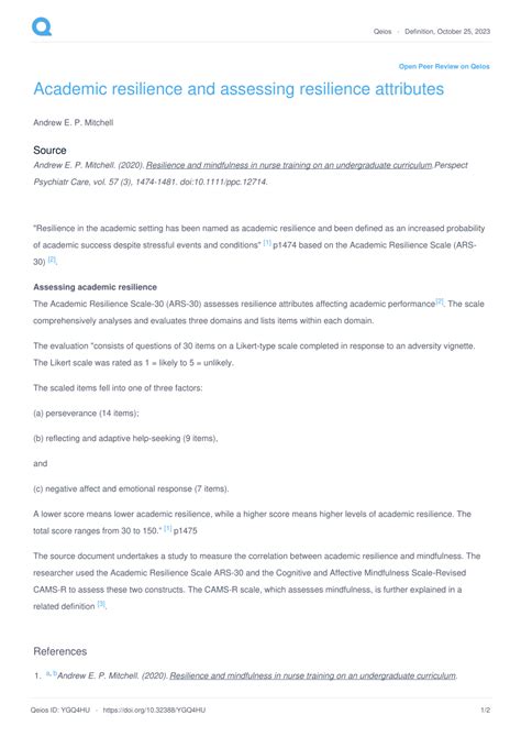 Pdf Academic Resilience And Assessing Resilience Attributes