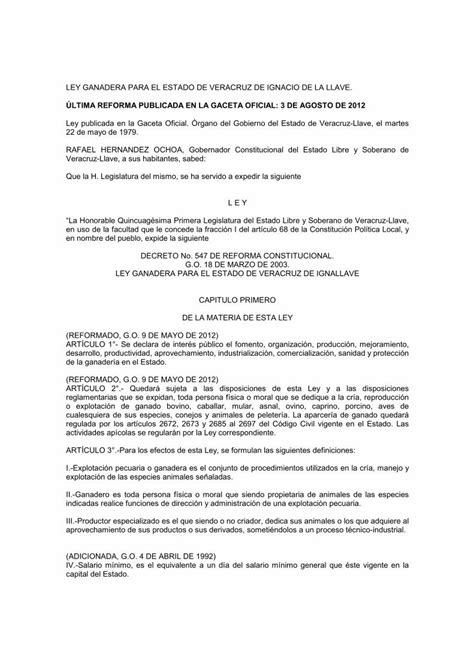 PDF LEY GANADERA PARA EL ESTADO DE VERACRUZ Ordenjuridico Gob Mx