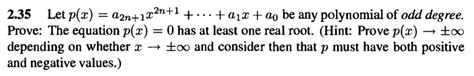Solved 2 35 Let P X A2n 1x2n 1 ⋯ A1x A0 Be Any Polynomial