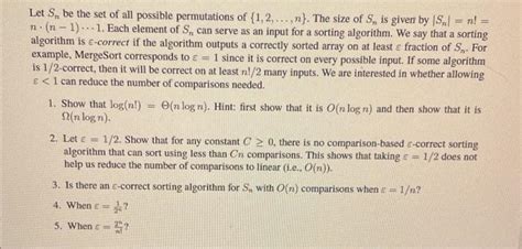 Solved Let Sn Be The Set Of All Possible Permutations Of