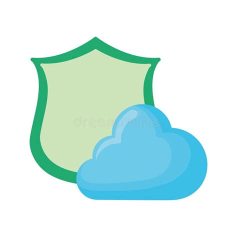 Shield Protection Cloud Computing On White Background Stock Vector Illustration Of Padlock
