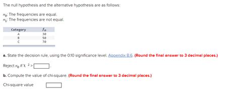 Solved The Null Hypothesis And The Alternative Hypothesis Chegg