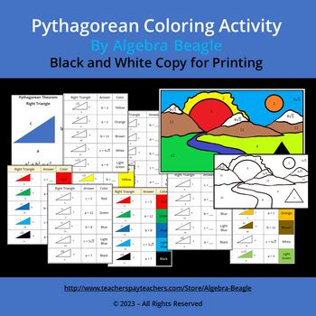 Pythagorean Theorem Coloring Activity By Algebra Beagle TPT