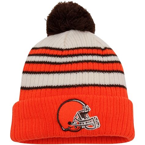 Cleveland Browns New Era Traditional Stripe Cuffed Knit Hat Orange
