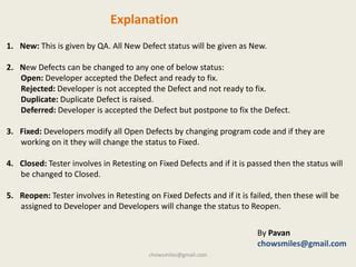 Defect Life Cycle And Defect Status Life Cycle PPTX