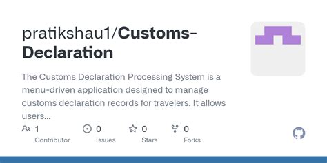 Github Pratikshau1customs Declaration The Customs Declaration