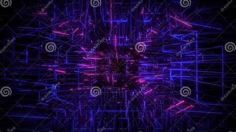 Blue Pink Wireframe Visual Design Background 3d Rendering Stock