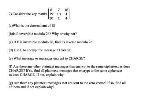 Solved Using Hill Ciphers And Mod 26 What Message Or