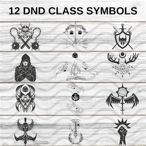 12 Black 12 White Dnd Class Symbols Dungeons And Dragons Bunlde