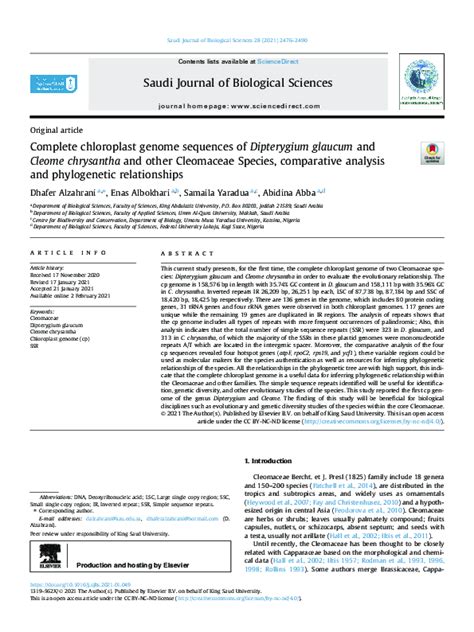 Pdf Complete Chloroplast Genome Sequences Of Dipterygium Glaucum And