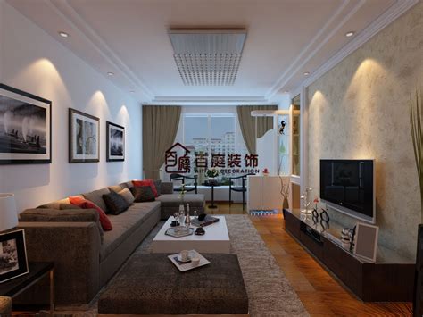 成都紫御澜庭现代风格106平米设计方案 现代简约客厅装修效果 装信通网