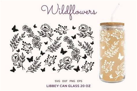 Wildflowers Svg Wrap Libbey Can Glass Graphic By Lemon Chili · Creative