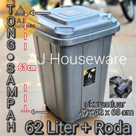 Jual Tempat Sampah Segi Dengan Roda Ts 62 Liter Silver Mpw Dust Bin
