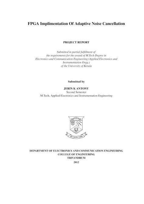 pdf fpga implimentation of adaptive noise cancellation project report