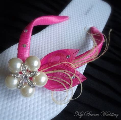 Hot Pink Flip Flops Hot Pink Peacock Feathers By Mydreamwedding 4499