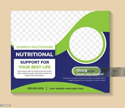 제목이 있는 수평 레이아웃의 추상 소셜 미디어 게시물 배너 디자인 템플릿은 영양 여성 종합 비타민 최고의 삶을 지원합니다 광고에 대한 스톡 벡터 아트 및 기타 이미지