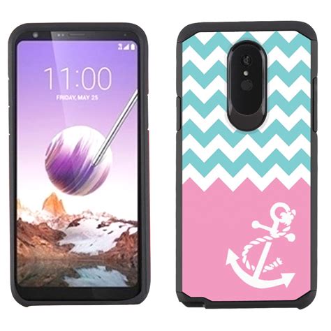 For LG Stylo Case Dual Layer Hybrid Shockproof Protective Phone Case Black By