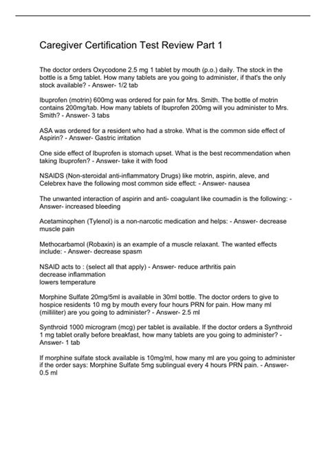 Caregiver Certification Test Review Part 1 Caregiver Certification Stuvia Us