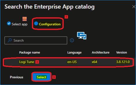 how to install logi tune app using intune enterprise app catalog app