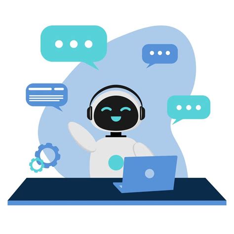 Ilustración Con Un Ai Chatbot Sentado A Un Ordenador Portátil Y Charlando El Personaje De El