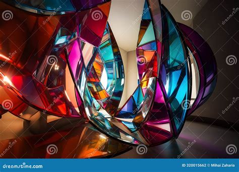 Abstract Composition With Geometric Intersecting Curved Shapes In Vibrant Colors Generative Ai