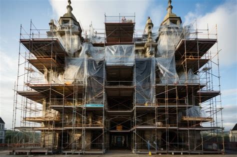 Premium Ai Image Construction Scaffolding And Building Site Generative Ai