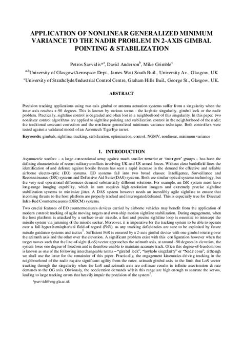 Pdf Application Of Nonlinear Generalised Minimum Variance To The Nadir Problem In 2 Axis