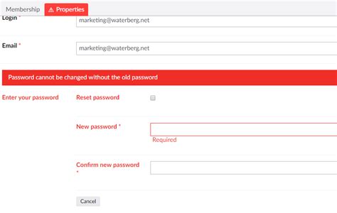 Umbraco Member Password Change Password Cannot Be Changed Without The