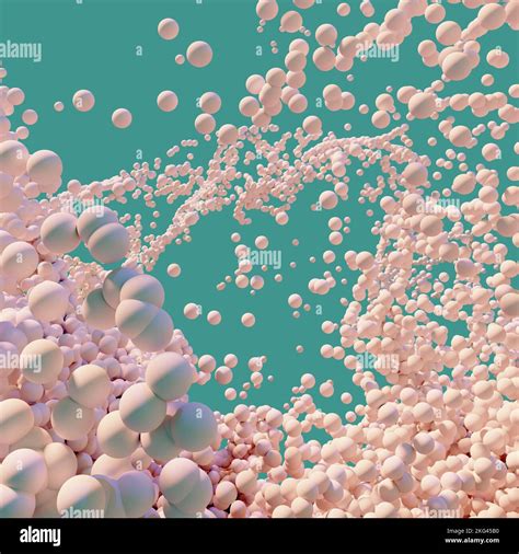 3d Rendering Floating Coral Peach Particle Explosion With Pastel Green Background 4k 5k And