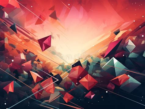 Abstract Geometric Landscape With Dynamic Polygons Stock Illustration