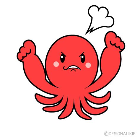 かわいい怒るタコのイラスト素材｜無料ダウンロード Illustcute