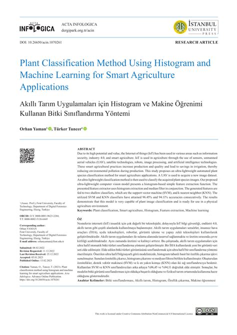 Pdf Plant Classification Method Using Histogram And Machine Learning
