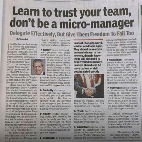 Mohan Raj On Linkedin Learn To Trust Your Team Dont Be A Micro Manager