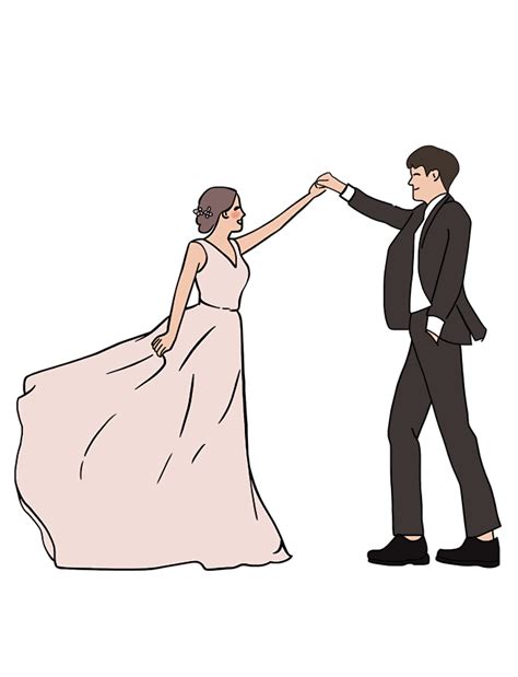 卡通粉色系婚礼插画人物情侣卡通插画