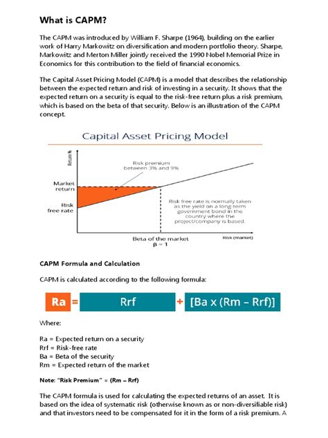 What Is Capm Capm Formula And Calculation Pdf Capital Asset Pricing Model Financial Risk