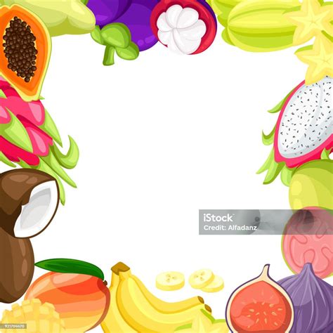 잘 익은 열 대 과일 및 조각 현실적인 망고 Pitaya 파파야 코코넛의 고립 된 이미지로 설정 시계 꽃 열매 벡터 일러스트 레이 션은 흰색 배경에 고립 개체 그룹에 대한