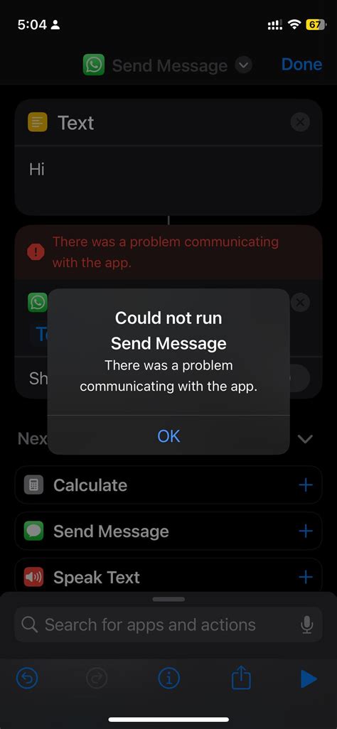 Issue With Sending Messages Through Whatsapp Rshortcuts