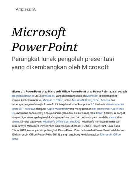 Microsoft Powerpoint Wikipedia Bahasa Indonesia Ensiklopedia Bebas Pdf