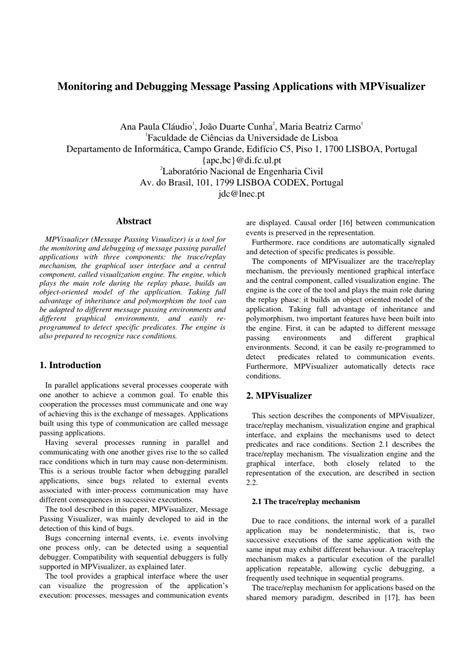 Pdf Monitoring And Debugging Message Passing Applications With Mpvisualizer