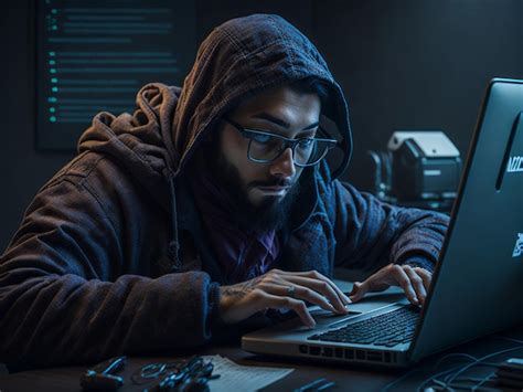 Premium Ai Image Hacker Using Computer With Forex Candlestick Charts