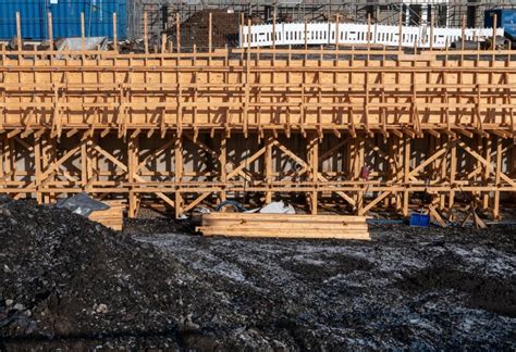 Construction Site With Timber Formwork Stock Image Image Of Concrete
