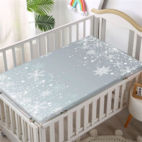 Sábana bajera ajustable con temática de copo de nieve sábana bajera estándar para cuna sábana