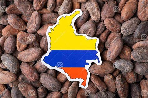 Flag And Map Of Colombia On Cocoa Beans Stock Image Image Of Country