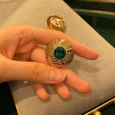 Vintage Ciner Signed Emerald Green Stone Clip On Earrings Etsy