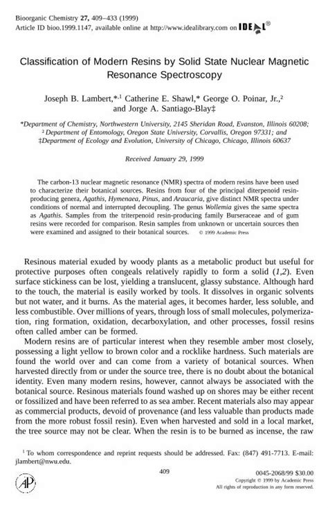 Pdf Classification Of Modern Resins By Solid State Nuclear Magnetic